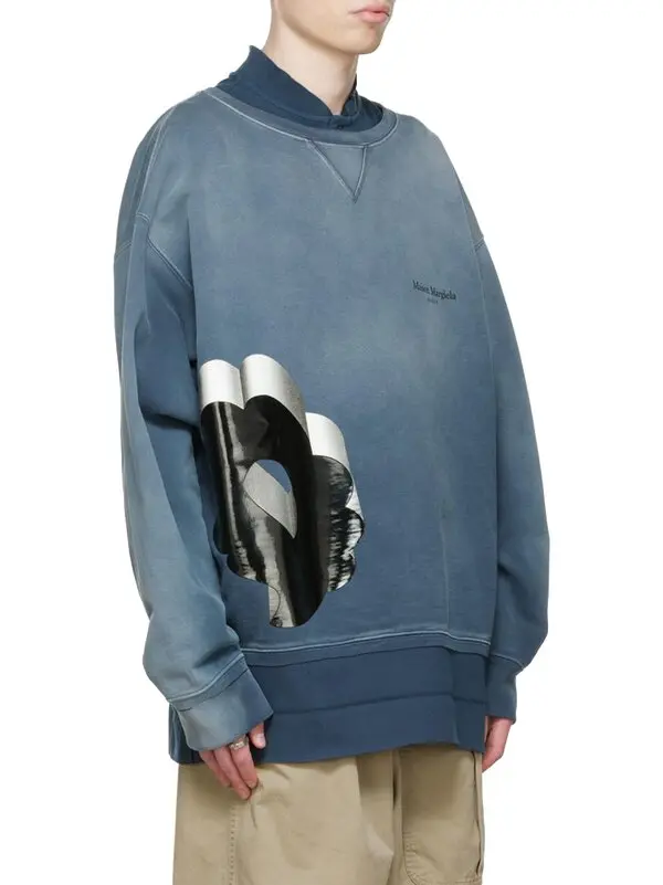 MAISON MARGIELA Printed Crewneck Sweatshirt - Blue