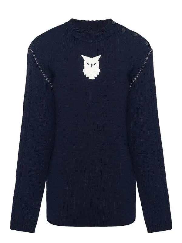 MAISON MARGIELA Wool Pullover With Animal Totem Embroidery - Black