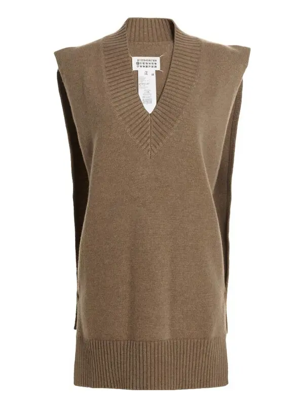 MAISON MARGIELA Sleeveless V-neck Sweater - Brown