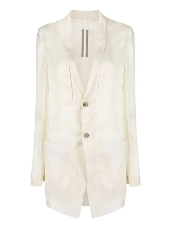 Rick Owens Strap Detail Single-breasted Blazer - White