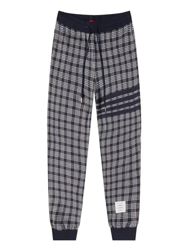 Thom Browne Check-pattern Drawstring Track Pants - Navy Blue
