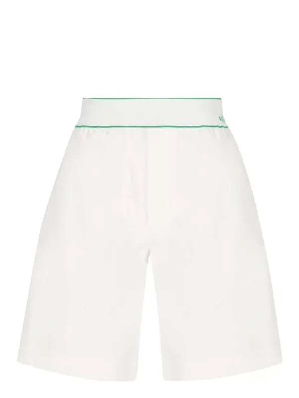 Bottega Veneta Logo Embroidered Shorts With Contrast Stitching - White