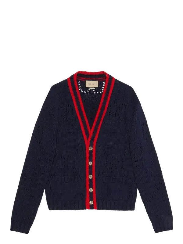 Gucci Logo Knitted Cardigan - Blue