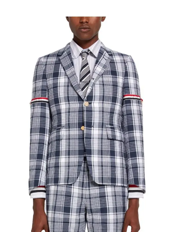 Thom Browne Plaid Armband Suit Jacket - Navy Blue