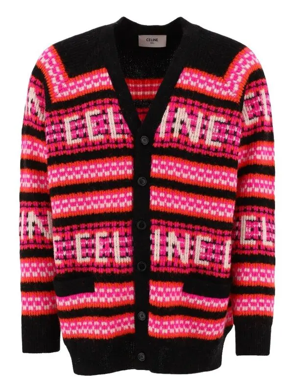 Celine Ski Jacquard Wool Cardigan - Pink