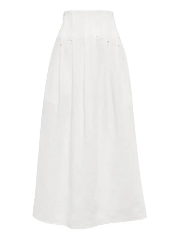 Chloé High-waist Pleated Linen Skirt - White