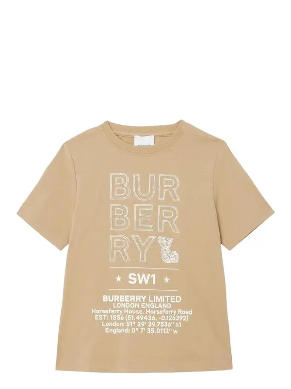 Burberry Logo Sketch-print Cotton T-shirt - Brown