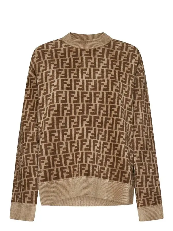 Fendi Ff Pattern Crewneck Jumper - Brown