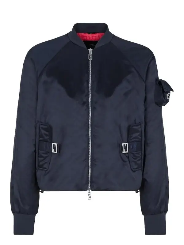 Fendi Blue Nylon Bomber Jacket - Black