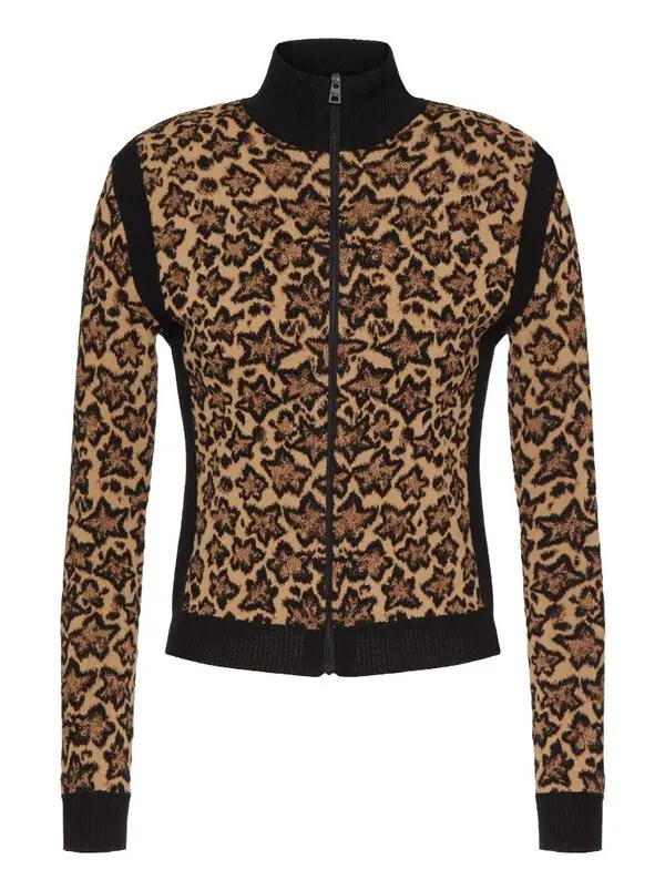 Red Valentino Leo Star Jacquard Zip-up Sweater - Brown