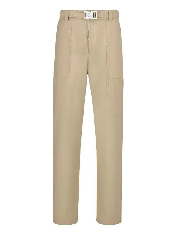 Dior Cargo Pants With 'cd' Buckle Belt - Nude