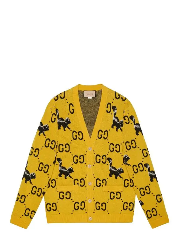 Gucci Skunk Print Wool Cardigan - Yellow