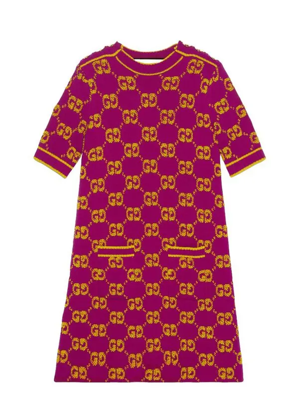 Gucci Jacquard Gg Wool Dress - No