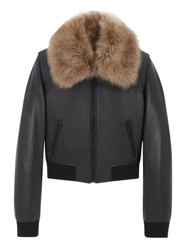 Saint Laurent Lambskin And Shearling Jacket - Black