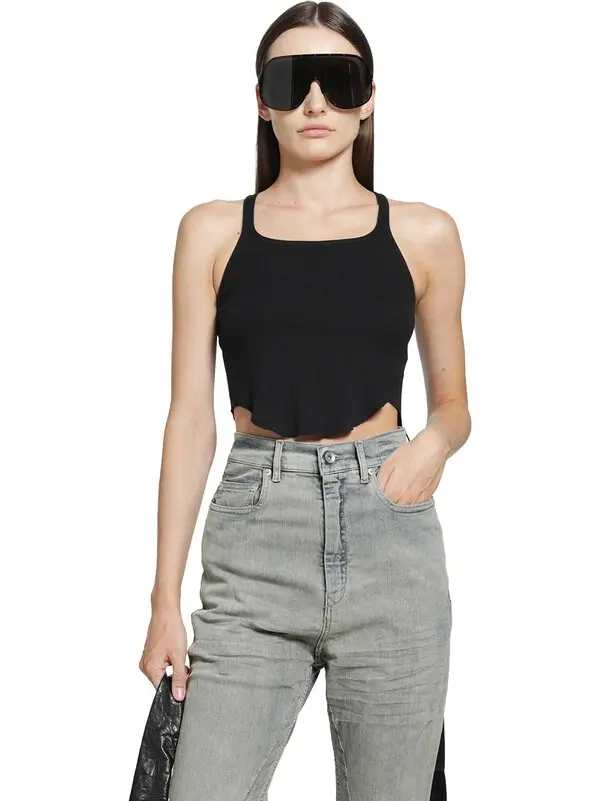 Rick Owens Tower Basic Rib Tank Cropped - Black