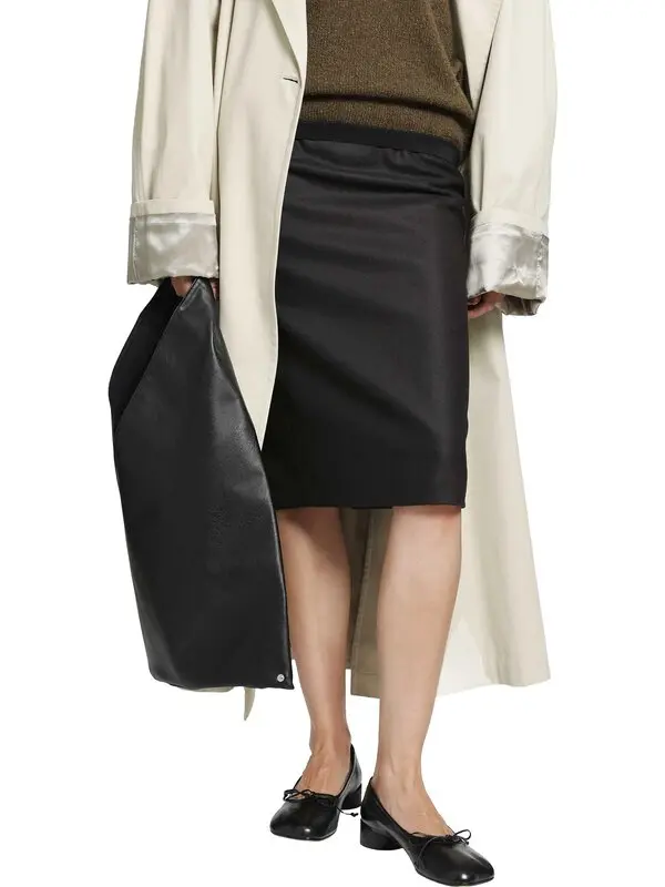 MAISON MARGIELA Wool Twill Midi Skirt - Black