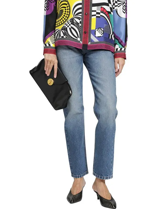 Versace Straight Leg High Rise Jeans - Blue