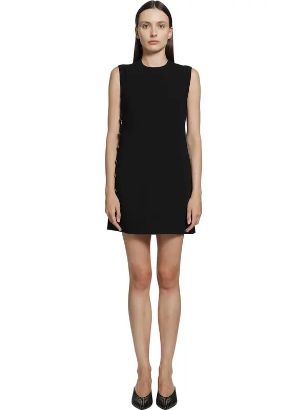 Versace Stretch Viscose Cady Mini Dress With Medusa Hardware - Black