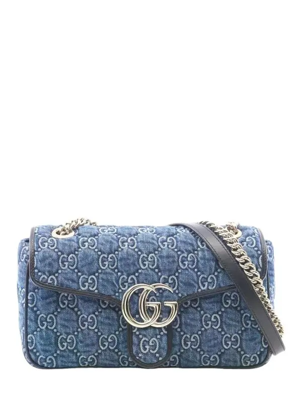 Gucci 2016-2026 Medium Gg Marmont Matelasse Denim Shoulder Bag - Blue