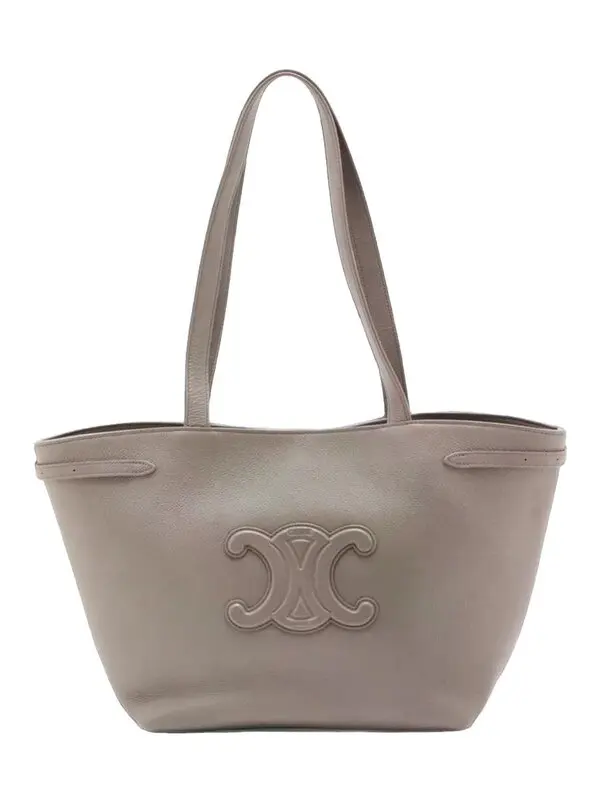 Celine Grained Calfskin Triomphe Cabas Anais Tote Bag - Grey