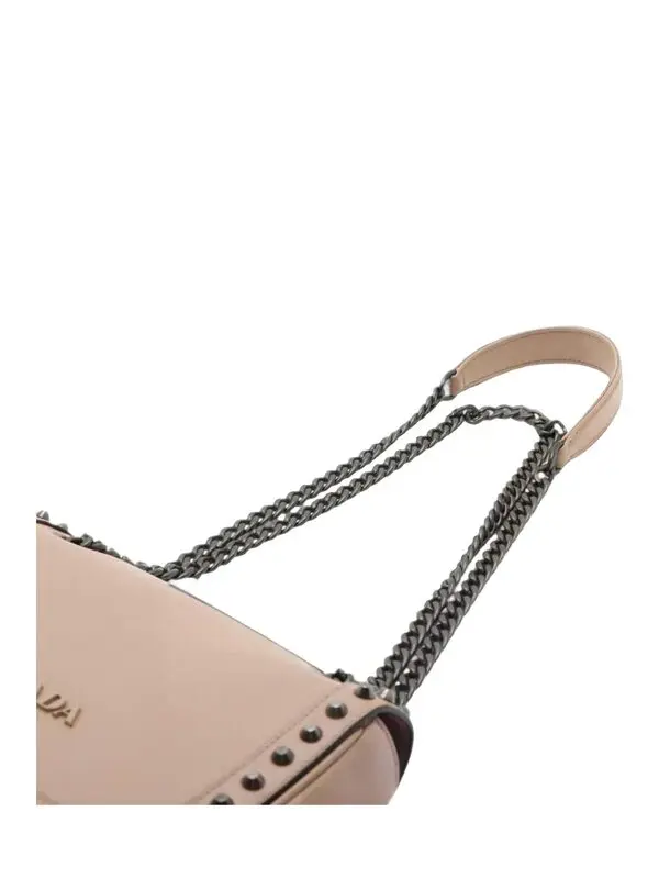 Prada Glace Calfskin Studded Crossbody Bag - Neutrals