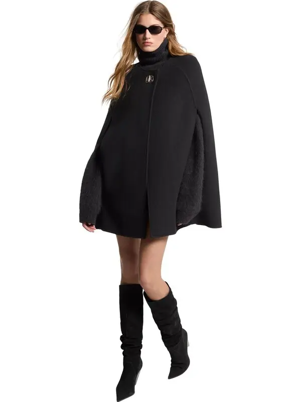 Michael Kors Wool Blend Cape In Size By - Black