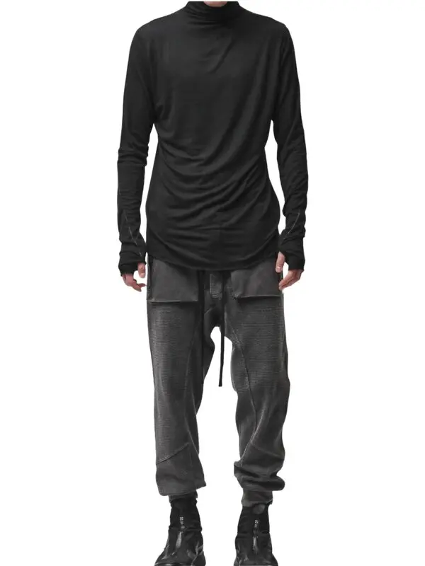 THOM KROM Long-sleeve Mock Neck Knit Top - Black