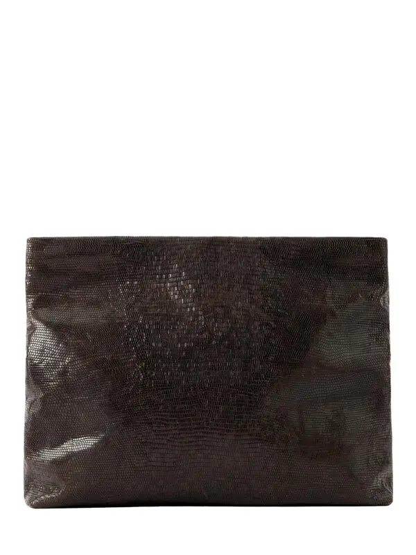 NILI LOTAN Lizard-embossed Clutch - Black