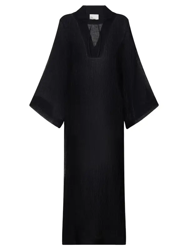 Lisa Marie Fernandez Crinkled Midi Dress - Black