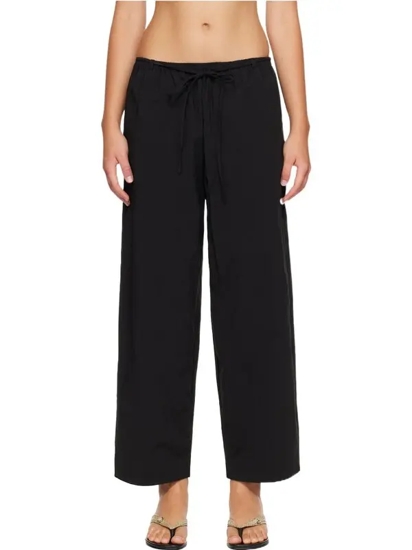 ST. AGNI Drawstring Wide Leg Pants - Black