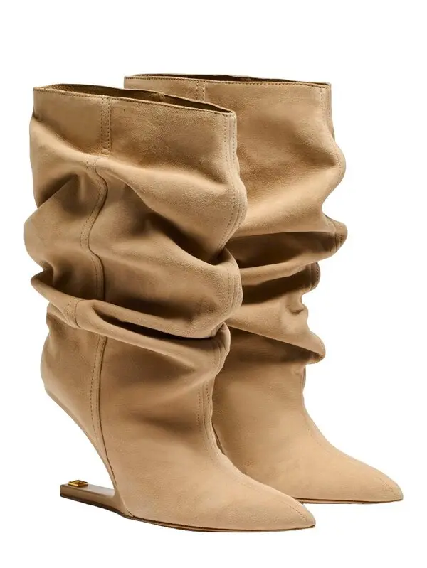 Balmain No Wedge" Suede Ankle Boots - Beige