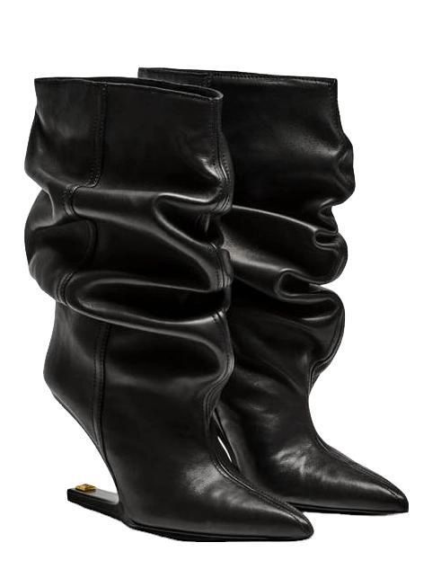 Balmain No Wedge Smooth Leather Ankle Boots - Black