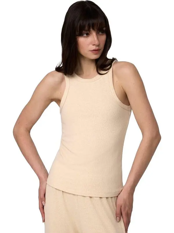 JUANA Selene Ribbed Tank Top - Tan