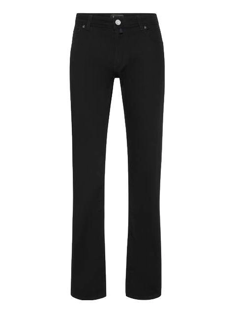 BILLIONAIRE Embroidered 5 Pockets Regular Cut Jeans - Black