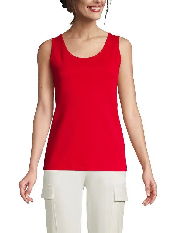 LANDS' END Cotton Tank Top - Compass Red