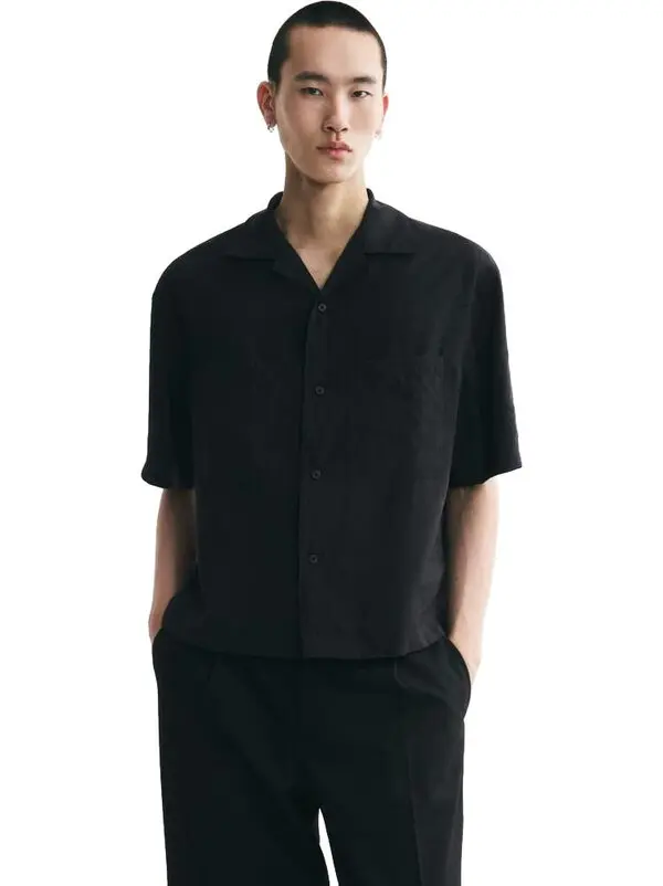 H&M Relaxed-fit Modal-blend Resort Shirt - Black