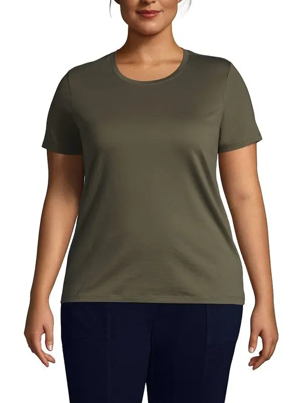LANDS' END Supima Cotton Embroidered Crewneck T-shirt - Forest Moss