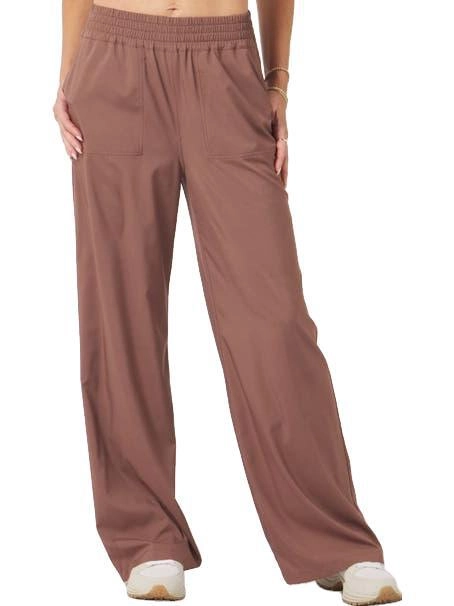 GLYDER Sydney Wide-leg Stretch Woven Pants - Mocha