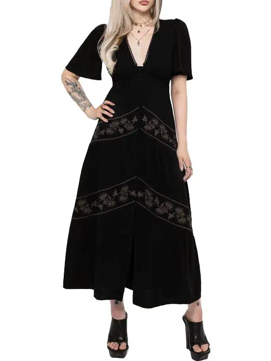 DISTURBIA Dionaea Tiered Maxi Dress - Black
