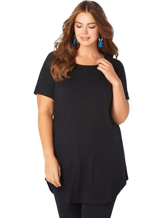 Roaman's Ultimate Criss Cross Back Tunic - Black
