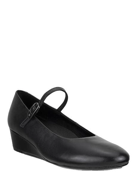 Ecco Elevate Leather Wedge Mary Jane - Black