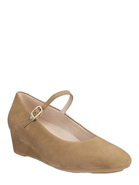 Ecco Elevate Leather Wedge Mary Jane - Camel