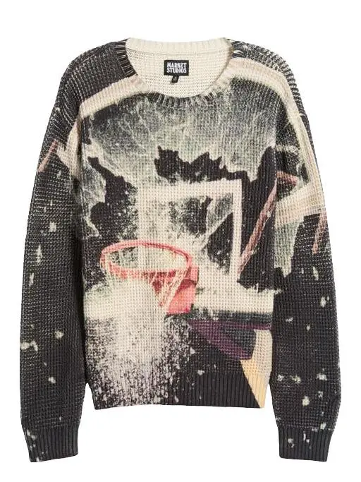 MARKET Break The Backboard Waffle Knit Sweater - Black Multi