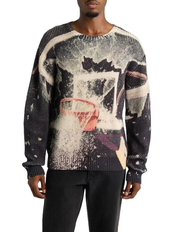 MARKET Break The Backboard Waffle Knit Sweater - Black Multi