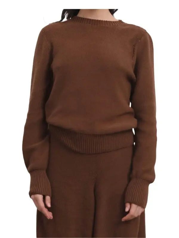 BASERANGE Long-sleeved Crewneck Sweater - Brown