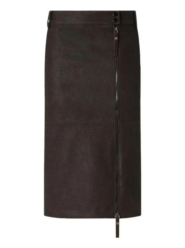Pinko Zip-detail Midi Pencil Skirt - Brown