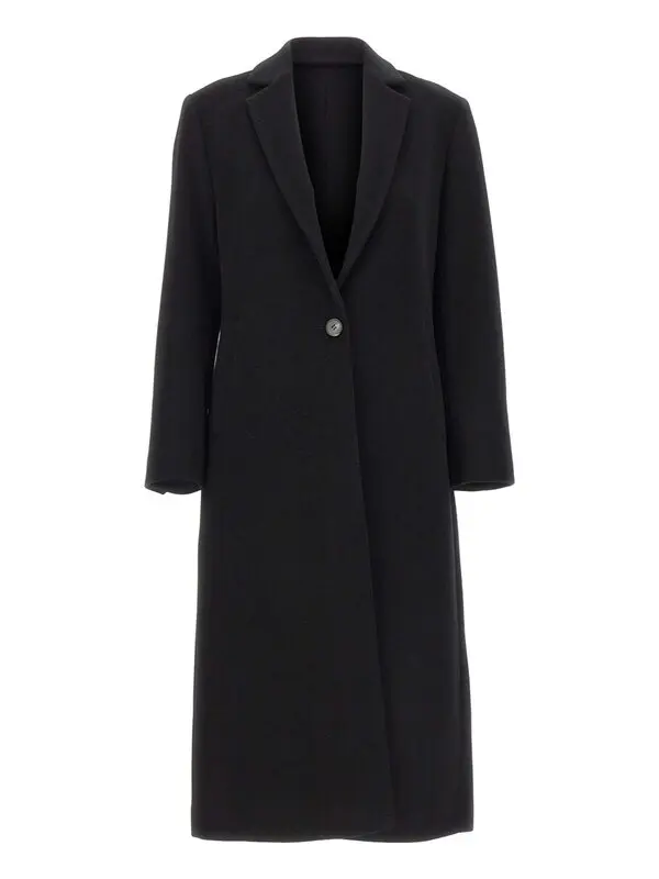 Marella Pavido Long Single-breasted Coat - Black