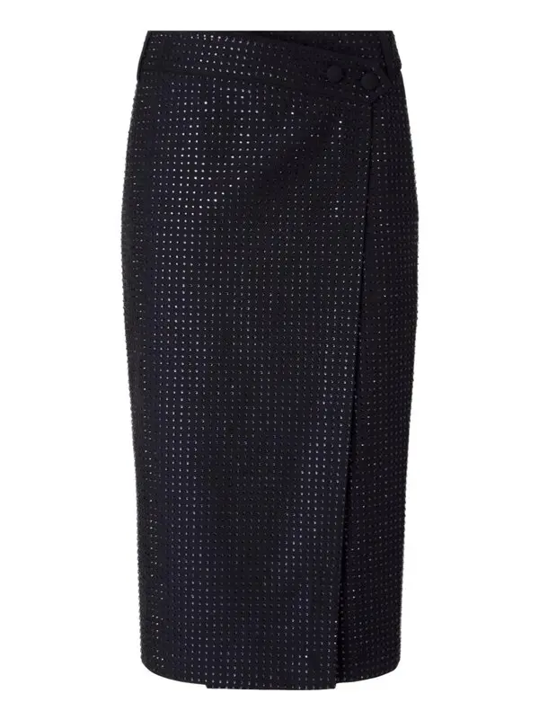 Pinko Rhinestone Embellished Wrap Midi Skirt - Dark Blue