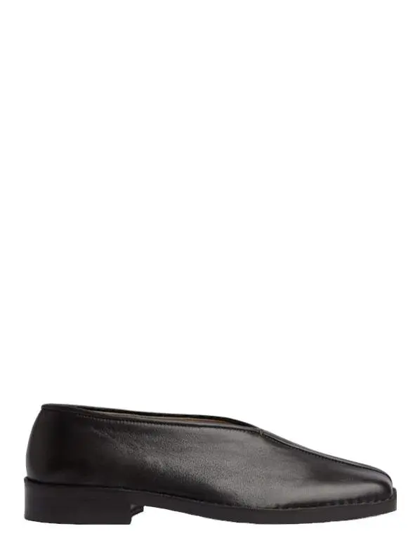 LEMAIRE Flat Piped Leather Slippers - Black