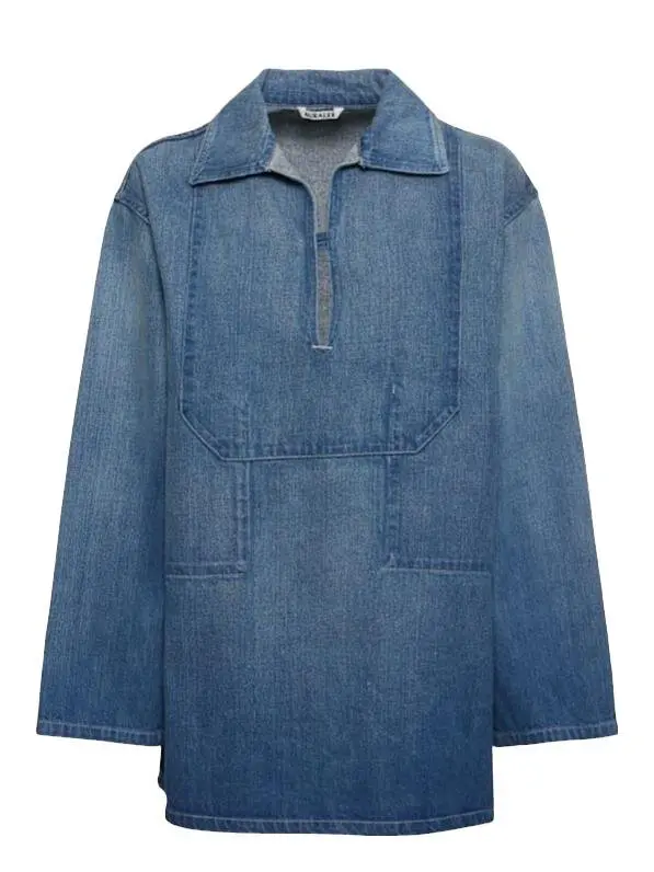 Auralee Collared Denim Shirt - Blue